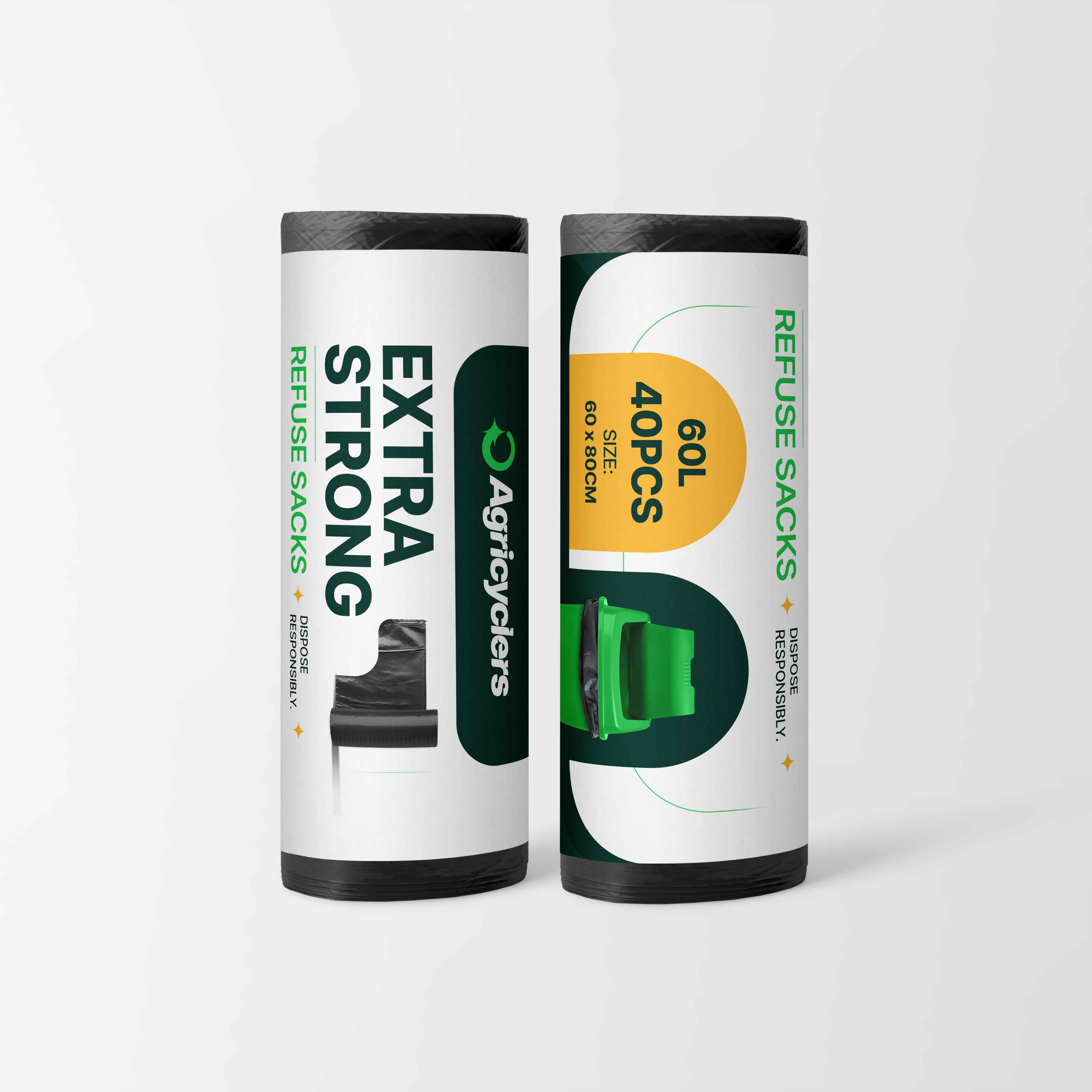 Agricyclers - 60L (40PCs) Extra Strong Refuse Sack